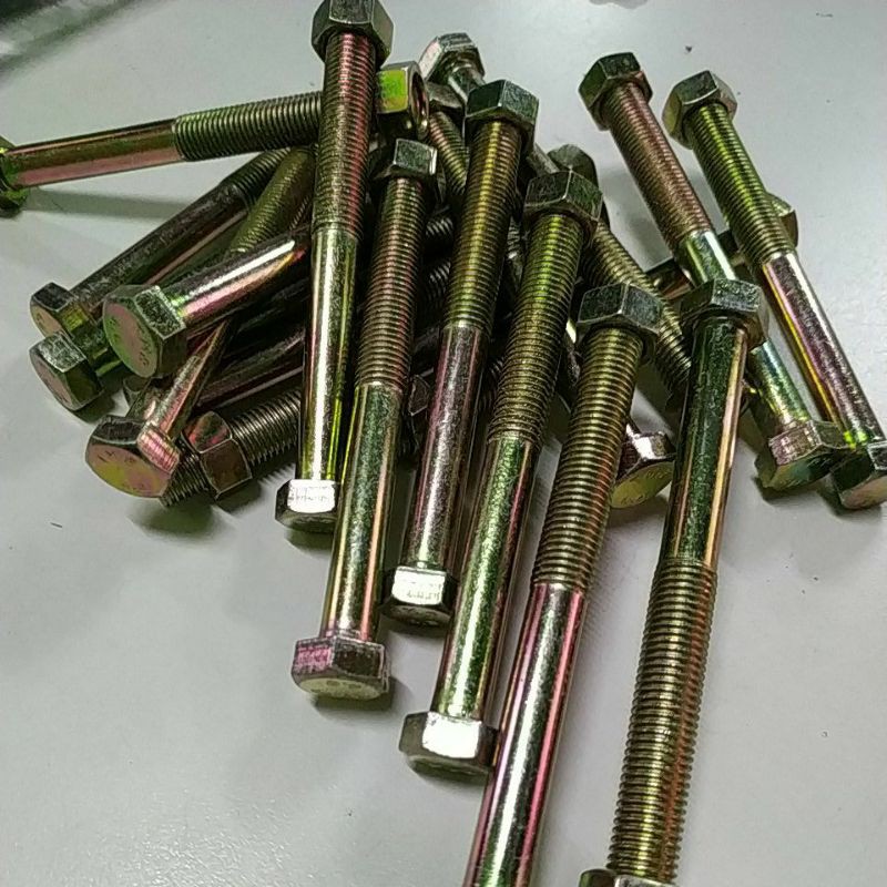 Jual BAUT MUR BESI KUNING M10X100 P1.50 K14 HALF DRAT | Shopee Indonesia