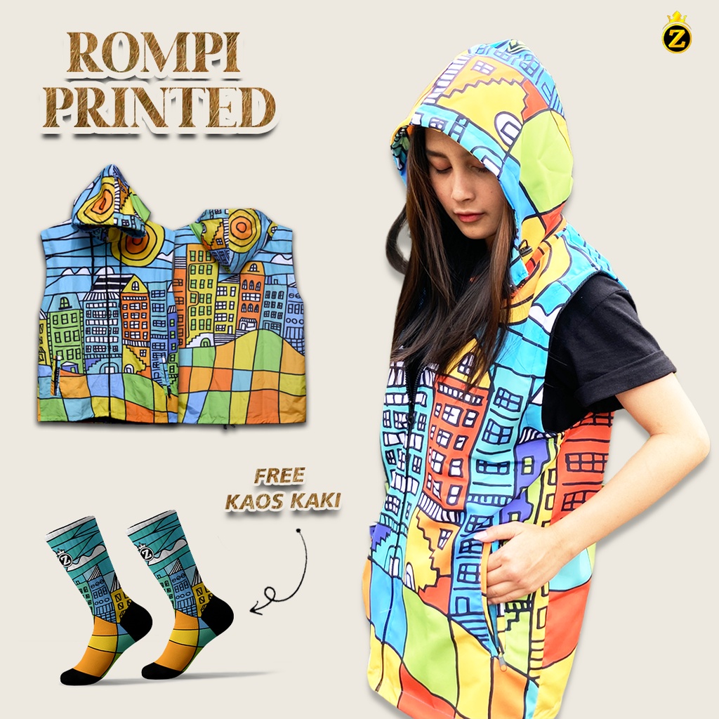 Jual Queenzie Rompi Olahraga Wanita Full Printing Motif Unik Vest ...