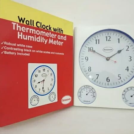 Jual Jam Dinding / Wall Clock with Thermometer and Humidity Brannan ...