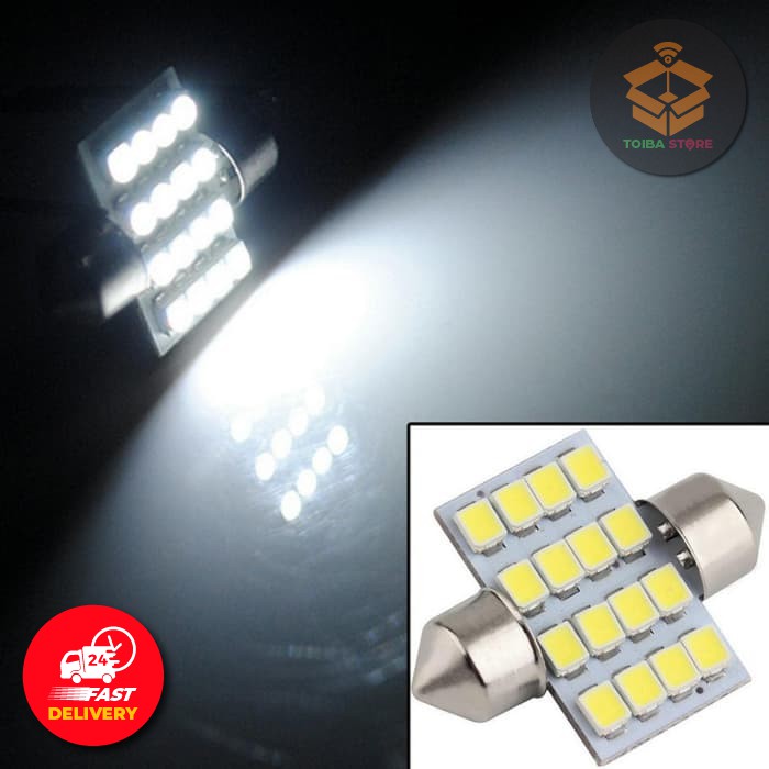 Jual Lampu LED Interior Kabin Plafon Mobil Putih Terang 31mm Festoon 16 ...