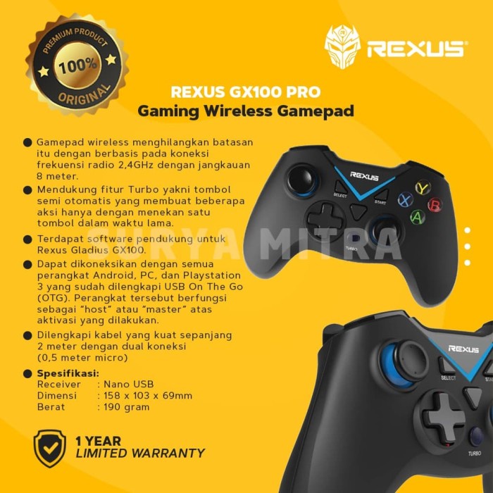 Jual Gamepad Rexus GX100 Pro Gaming Wireless | Shopee Indonesia