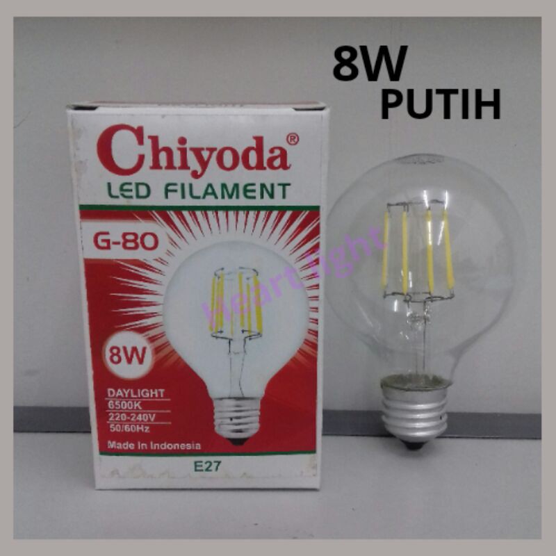 Jual lampu LED FILAMENT 8W PUTIH DAYLIGHT CLEAR CHIYODA G80 | Shopee Indonesia