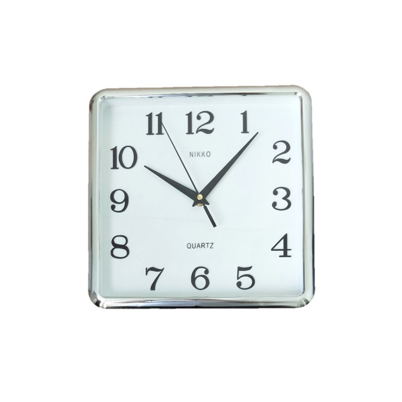 Jual Jam Dinding Modern Minimalis Silver Bentuk Kotak 24cm Free Baterai ...