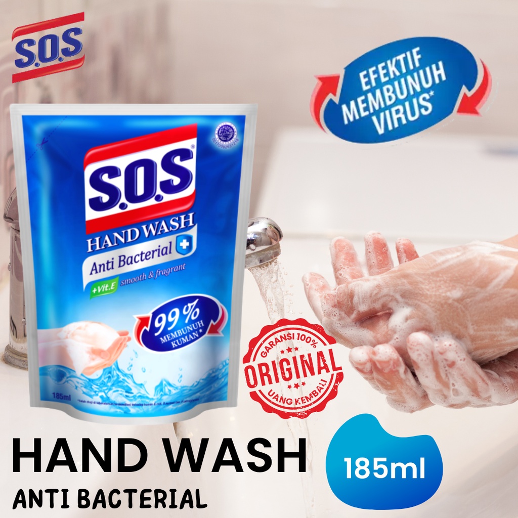 Jual SOS Hand Wash Hand Soap Anti Bacterial 185ml Sabun Cuci Tangan ...