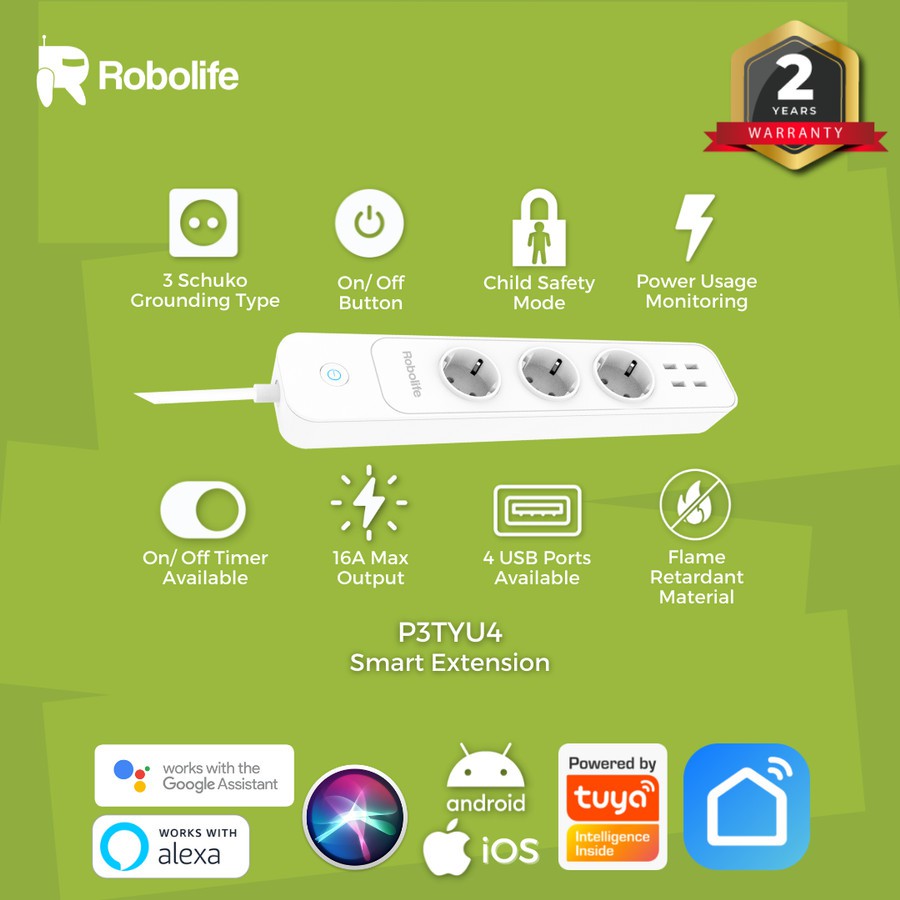 Jual Robolife Smart Extension P3TYU4 + Monitor Listrik (3 Colokan ...