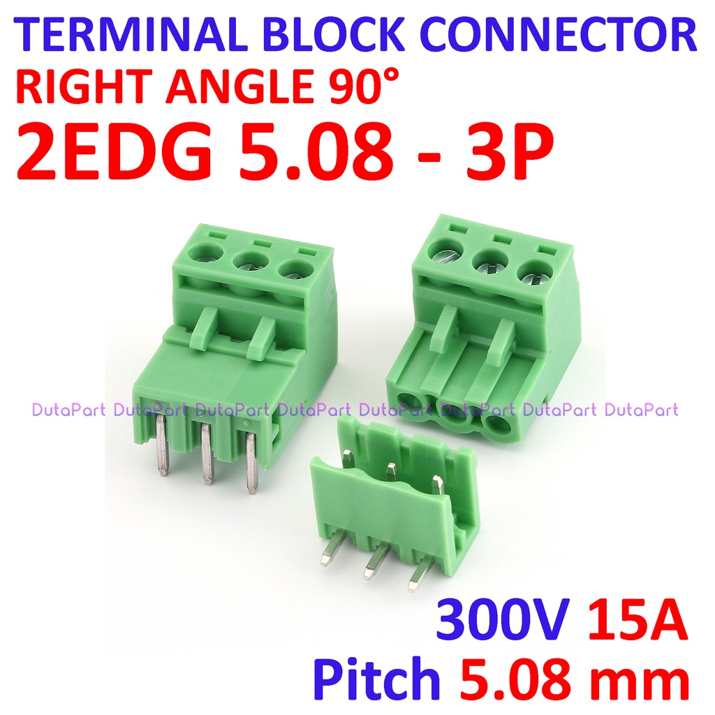 Jual 2EDG 5.08 3P 3 Pin Right Angle Siku Terminal Block Connector 5 ...