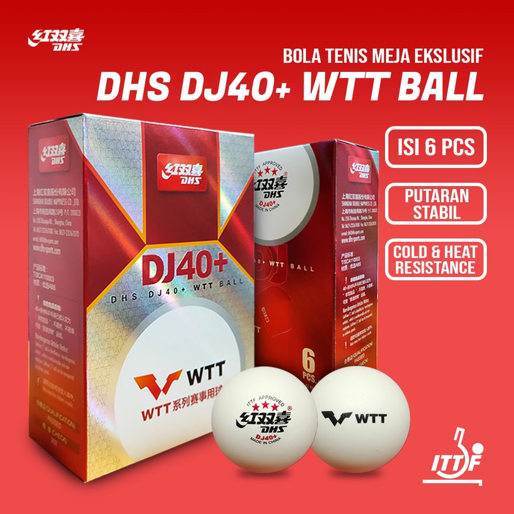 Jual Bola Pingpong Bola Tenis Meja DHS WTT DJ40+ 3 star ITTF isi 6 | Shopee Indonesia