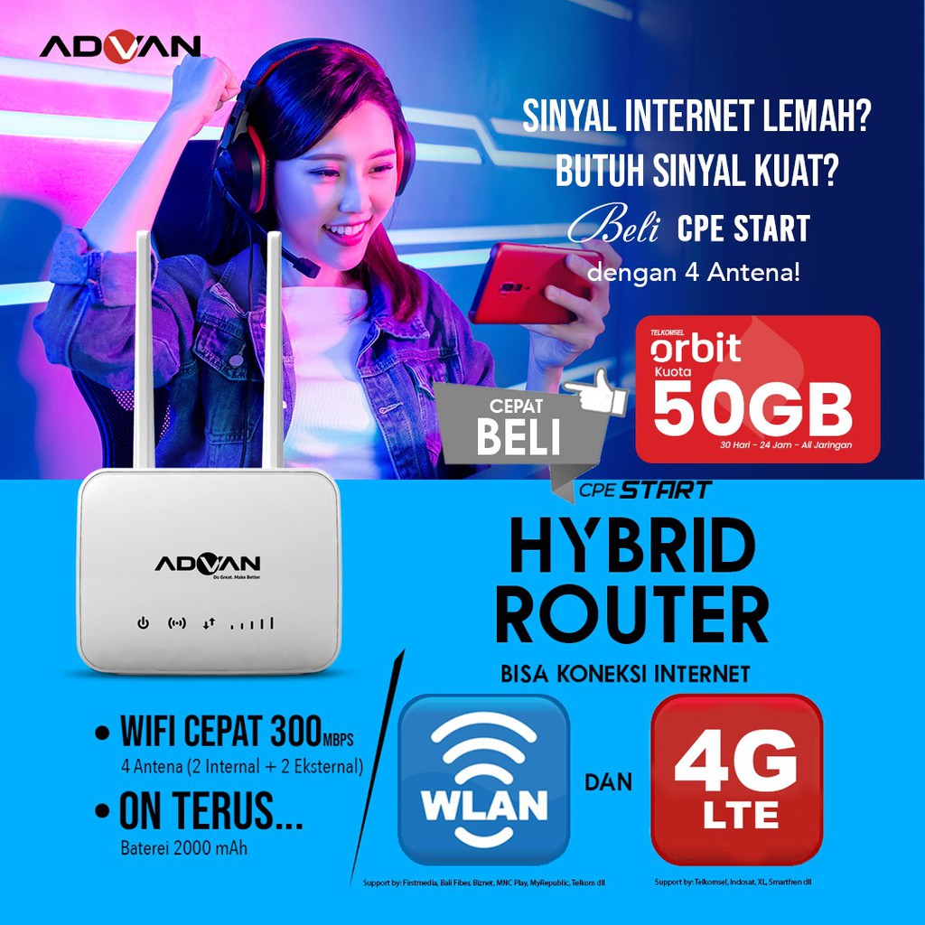 Jual CPE ROUTER START ADVAN 4G WIFI MIFI MODEM UNLOCK GARANSI RESMI ...