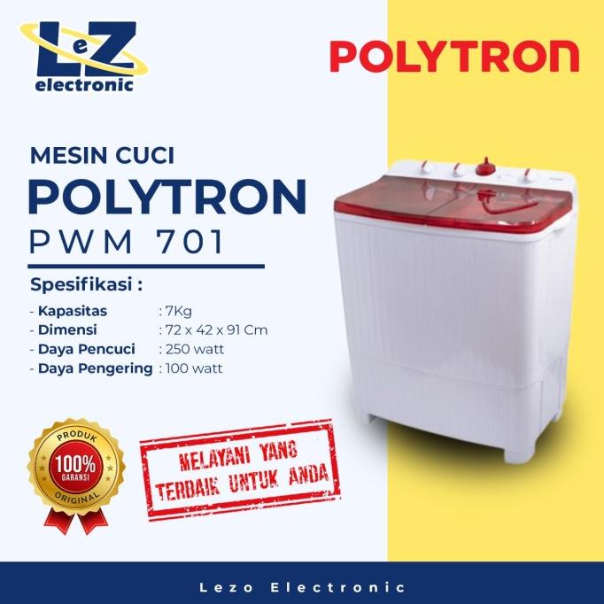 Jual Mesin Cuci POLYTRON 2 Tabung PWM - 701 KAPASITAS 7KG 701 | Shopee ...