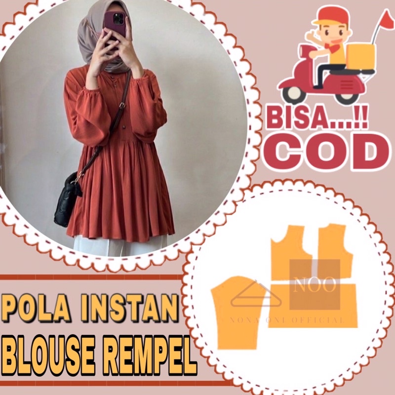 Jual BISA COD ️ Pola instan blouse wanita rempel bawah - pola jahit ...