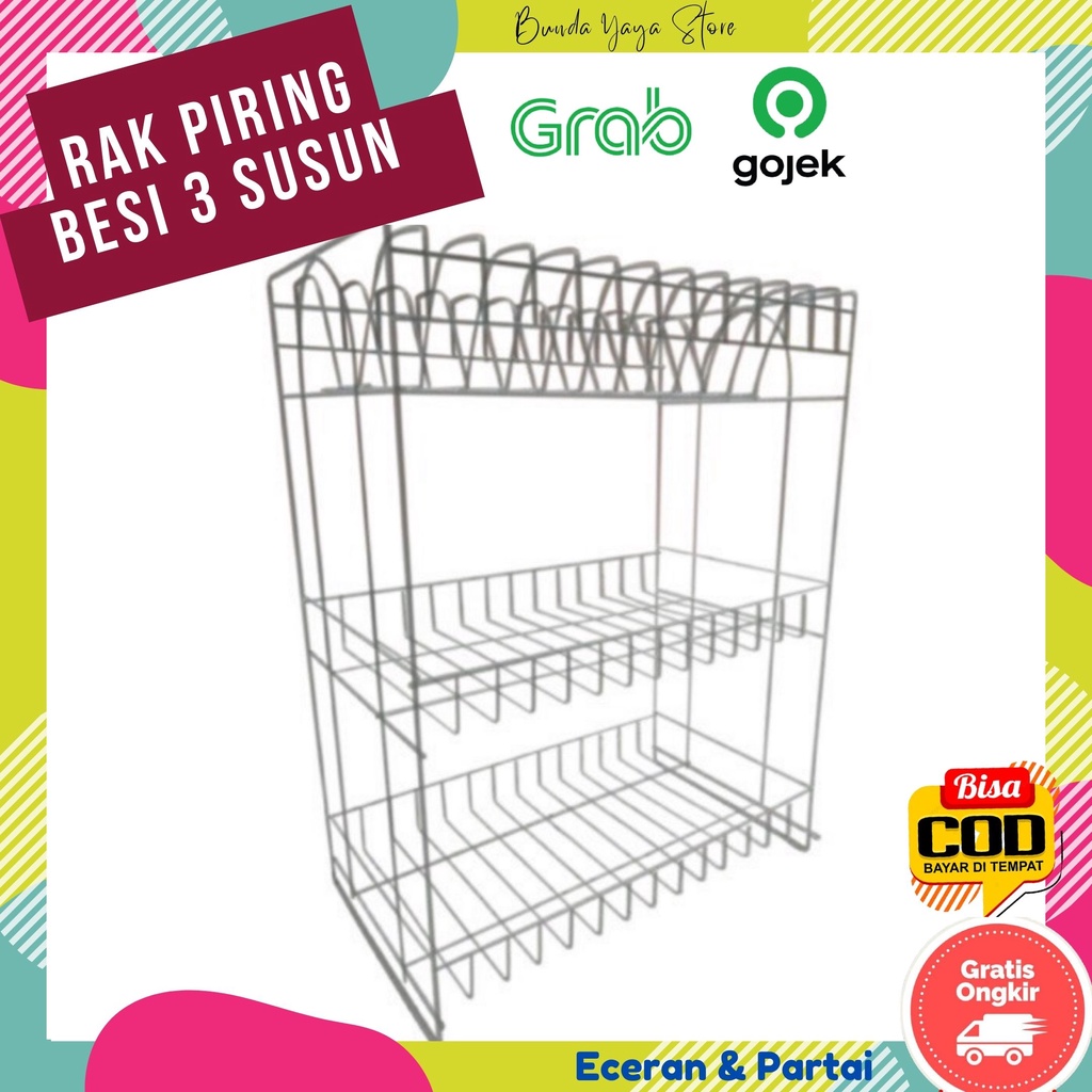 Jual Rak Piring Besi 3 Susun I Tempat Piring Rose I Besi Kuat dan Kokoh ...