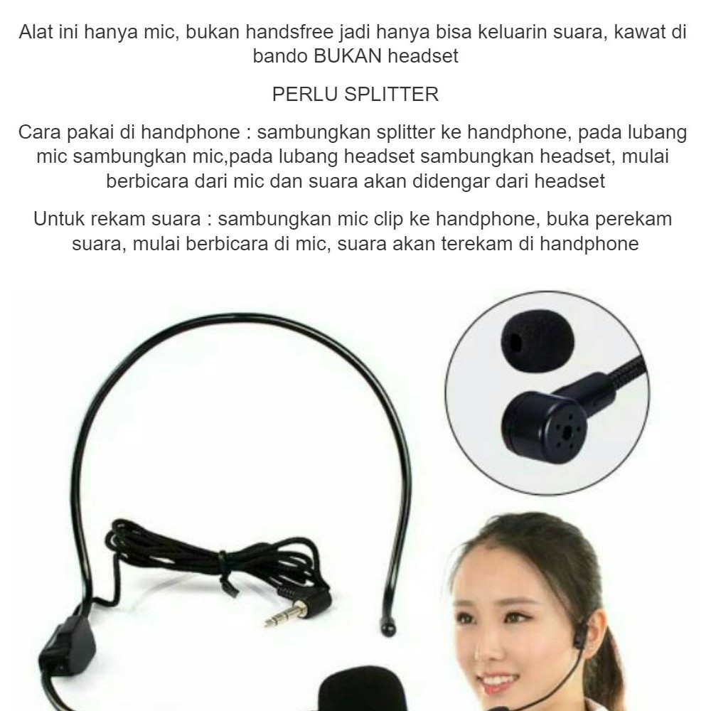 Jual Mic CLIP ON Bando Headset Microphone Bando Jack 3.5mm Mic Clip On ...
