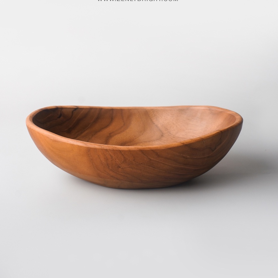 Jual Mangkuk Kayu Jati Oval Cekung | wooden oval bowl | Shopee Indonesia