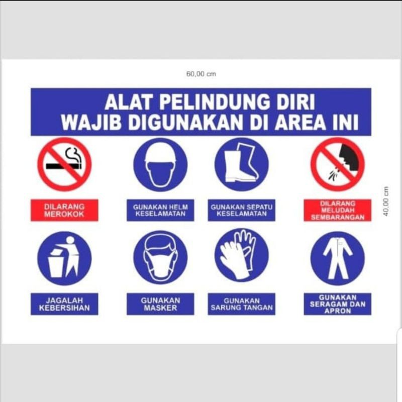 Jual SIGN LABEL STICKER K3 RAMBU AREA WAJIB APD ALAT PELINDUNG DIRI SIZE 40X30CM | Shopee Indonesia