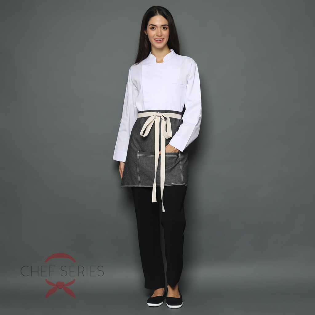Jual Chef Series Gold Denim Y Series Half Pendek Apron - Hitam Denim ...