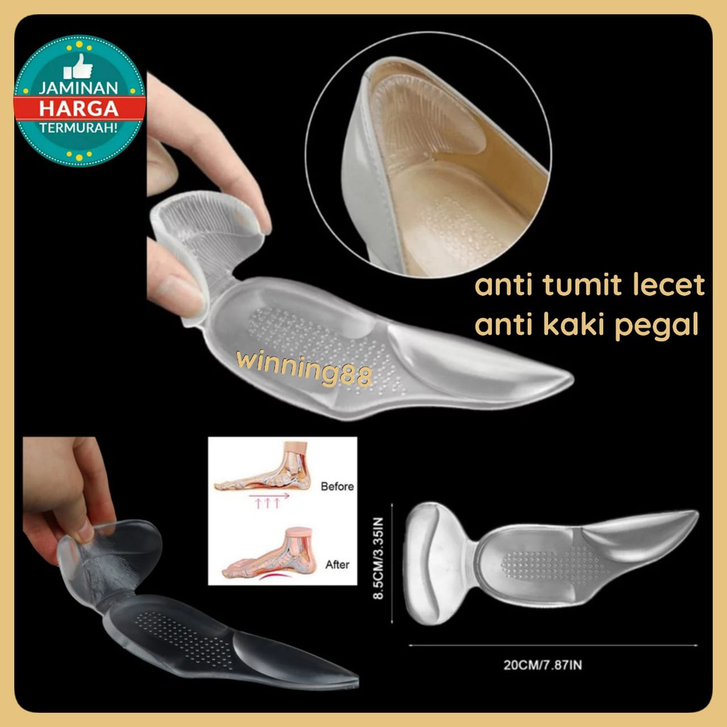 Jual INSOLE SEPATU WANITA ALAS KAKI GEL SILICON ANTI TUMIT LECET DAN ...