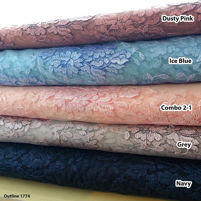 Jual Kain Brukat / Kain Brokat Outline 1774 - Dusty Pink | Shopee Indonesia