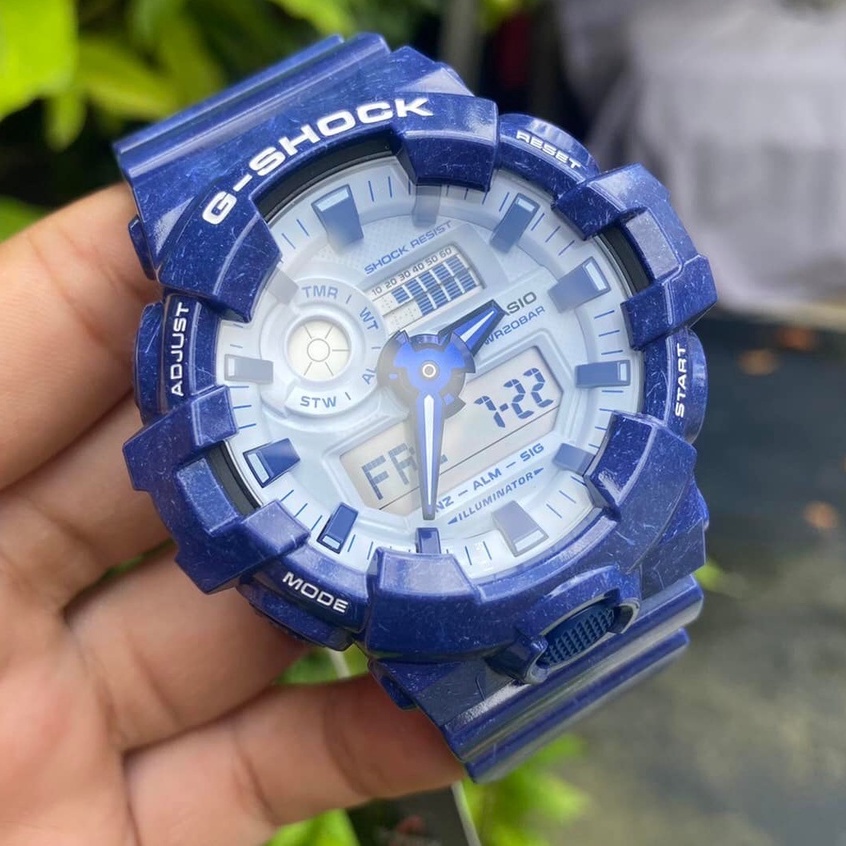 Jual JAM TANGAN PRIA CASIO G-SHOCK GA-700BWP-2A BLUE WHITE PORCELAIN ...