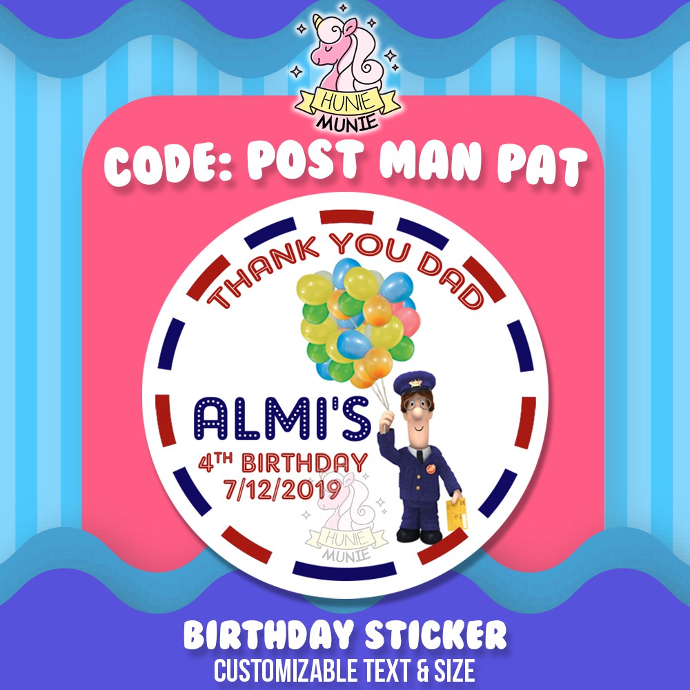 Jual Sticker Birthday Custom - Postman Pat Post Man (20pcs) Stiker ...
