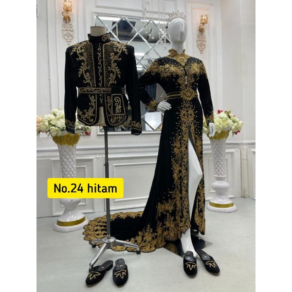 Jual SATU STEL Kebaya bludru dan beskap_gaun pengantin bludru lengkap ...