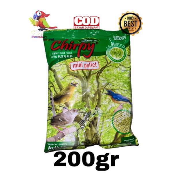 Jual PAKAN BURUNG VOER CHIRPY MINI PELLET HIJAU 200 gr PUR CIRPY MINI ...