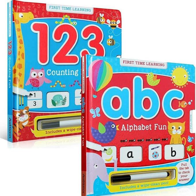 Jual First Time Learning Abc /123/Simple Math Book Include A Wipe Clean ...