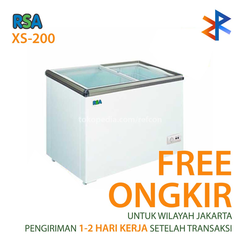 Jual Sliding Flat Glass Freezer RSA XS 200 / XS200 [171 Liter] | Shopee ...