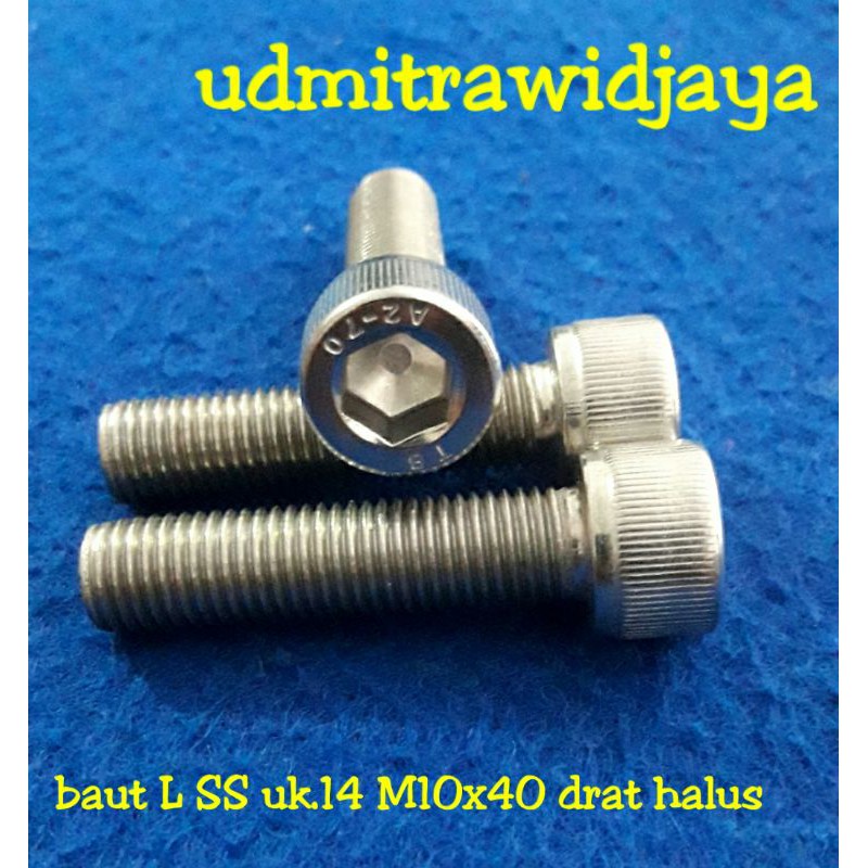 Jual Baut L SS uk.14 M10x40mm stainless stell drat halus / baut 14an SS / baut L SS dratt halus ...