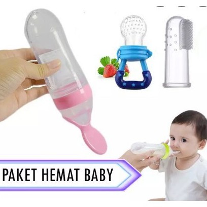 Jual Paket 3 in1 Botol Sendok Makan Bayi ( Botol-EmpengBuah ...