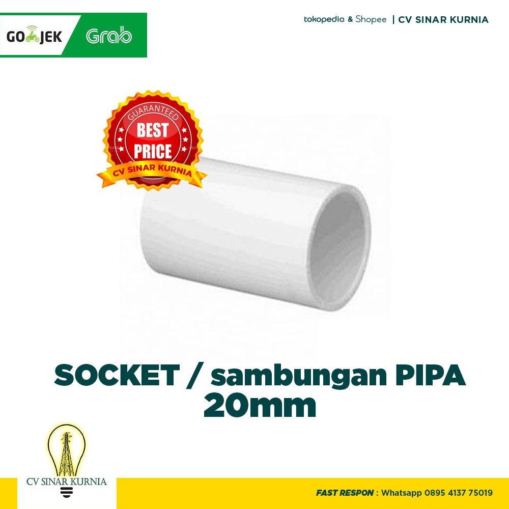 Jual Sok 20mm / Sock Pipa Listrik / Sambungan Pipa Listrik / Socket ...