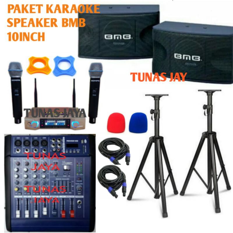 Jual PAKET KARAOKE SOUND SYSTEM SPEAKER BMB 10INCH PLUS POWER MIXER DAN ...