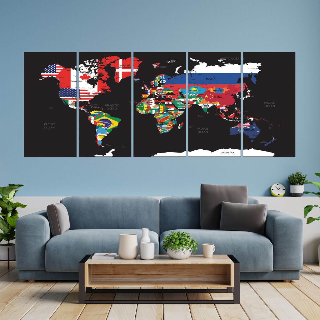 Jual Hiasan Dinding 150x60cm Peta Dunia Isi 5pcs | Shopee Indonesia