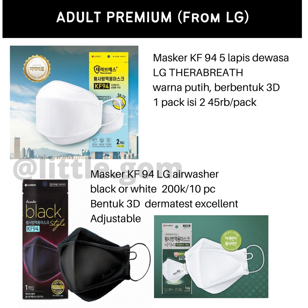 Jual Masker Korea PREMIUM KFAD/KF94-4PLY/KF94 5PLY merk Kleenex LG AIRWASHER Kleanguard | Shopee ...