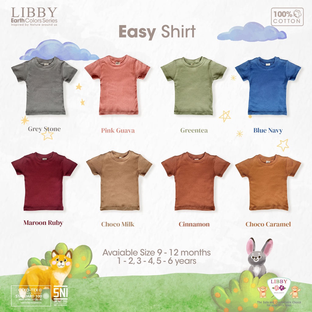 Jual LIBBY Earth Kaos Atasan Anak Laki dan Perempuan Polos Easy Shirt Unisex 9 Bulan - 8 Tahun ...