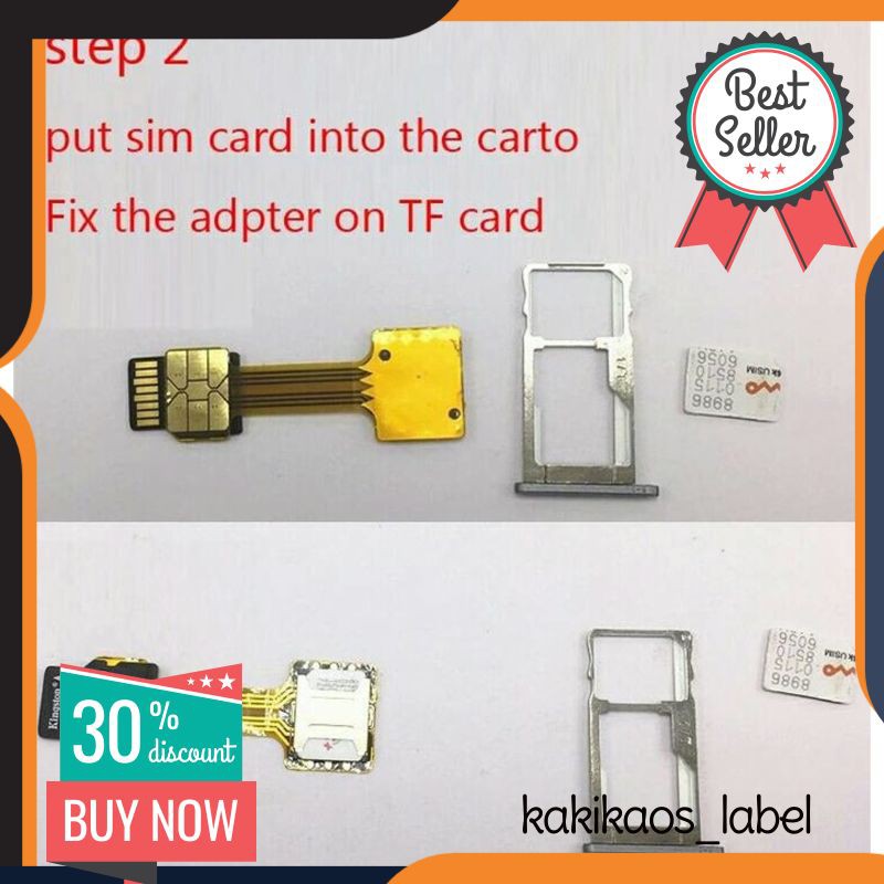 Jual Dual Sim Card Adapter Hybrid Sim Card Extender MicroSD Card ...