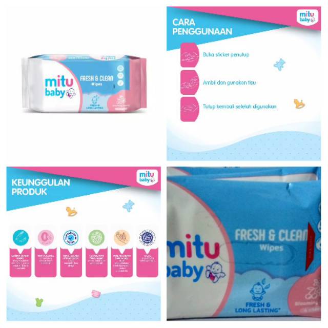 Jual Mitu Baby wipes Fresh & Clean 3 Bks 12 sheet | Shopee Indonesia