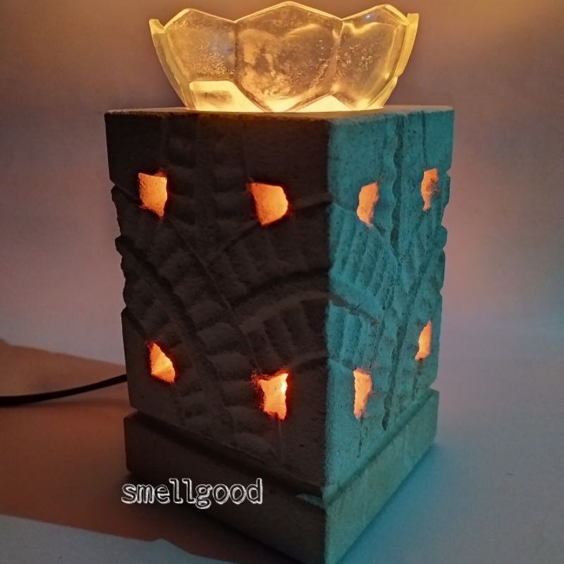 Jual Lampu Pemanas Aromatherapy Lampu Meja Lampu Hias Batu Motif Daun ...