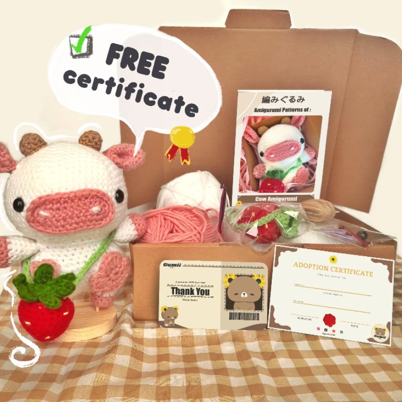 Jual DIY Crochet Strawberry / Blueberry Cow Amigurumi Kit / Do It ...