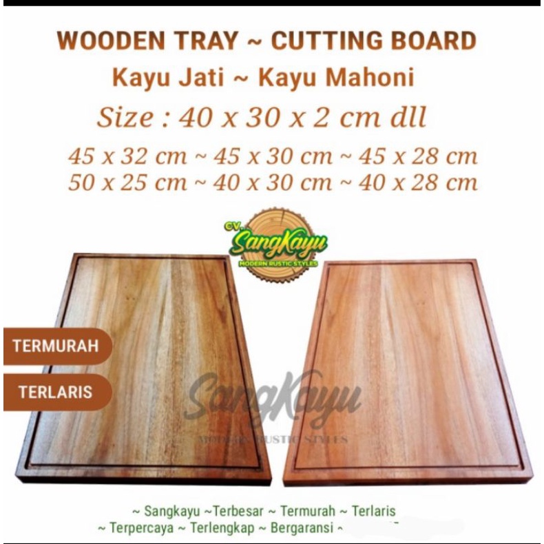 Jual Nampan kayu jati line edge 40x40x2cm talenan kayu jati Cutting ...
