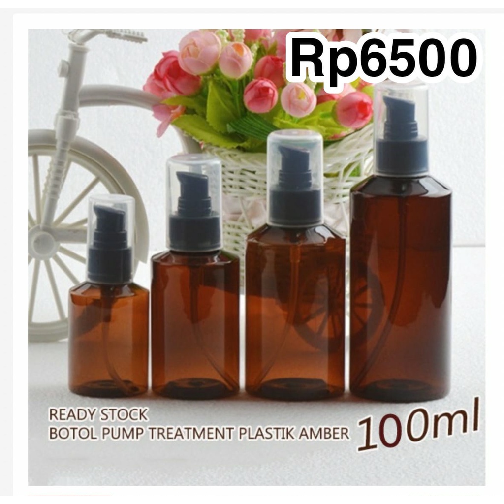 Jual Botol plastik amber Pump 100ml/shampo/gel/lotion Botol Plastik ...