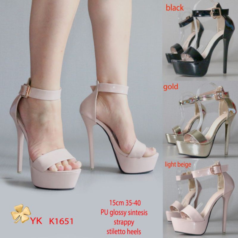 Jual YKshoes 1651 heels 15cm strappy stiletto heels sepatu hak tali ...