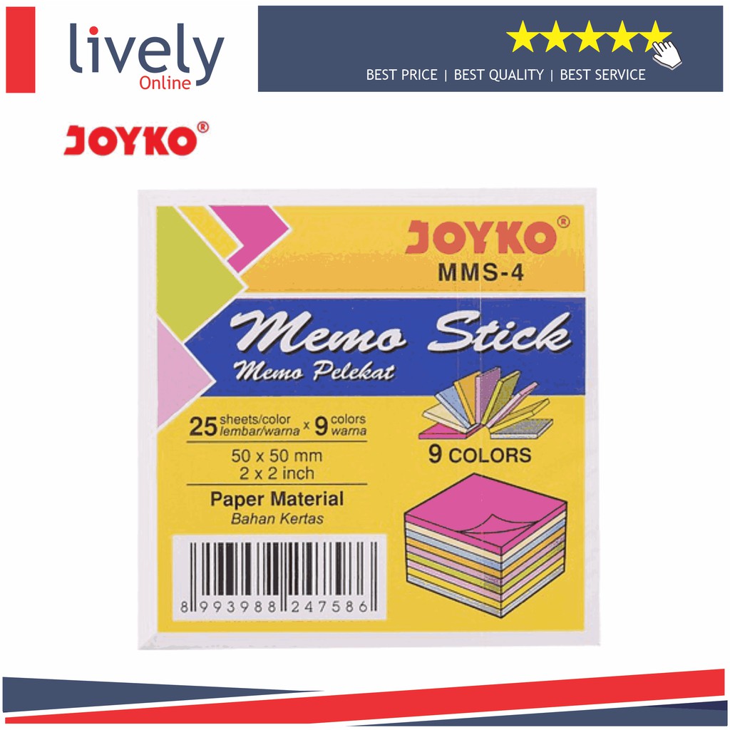 Jual Joyko MMS-4 Memo Stick Sticky Note Kertas Memo Tempel 50x50 mm ...