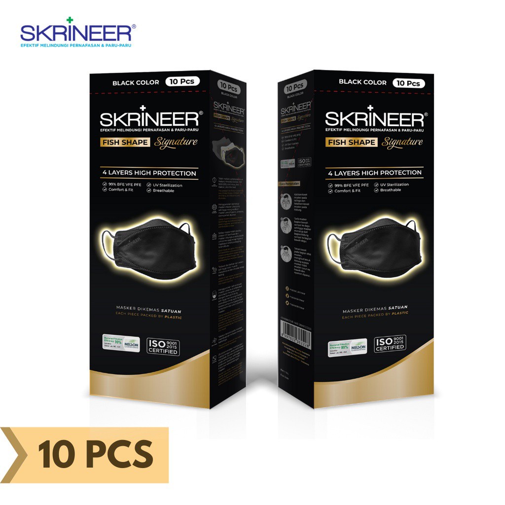Jual Asaba Bandung - Skrineer Masker Fish Shape 4 ply Earloop Black isi ...