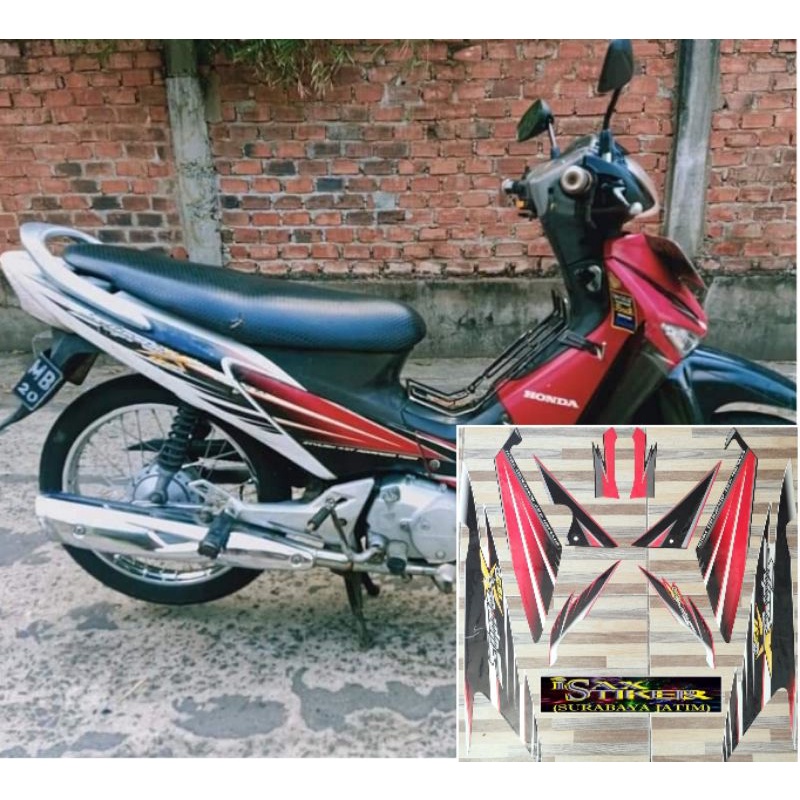 Jual striping original Honda Supra X 125 D merah putih tahun 2005 2006 ...