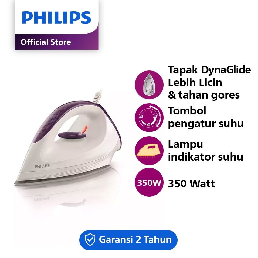 Jual PHILIPS Setrika Kering GC160/27 -Putih Ungu,Tapak Setrika ...