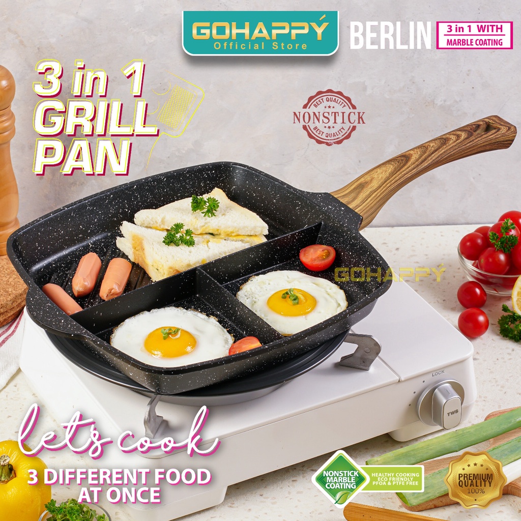 Jual Gohappy Berlin Panci Grill Pan Nonstick Marble 3 in 1 GHB-03 ALAT ...