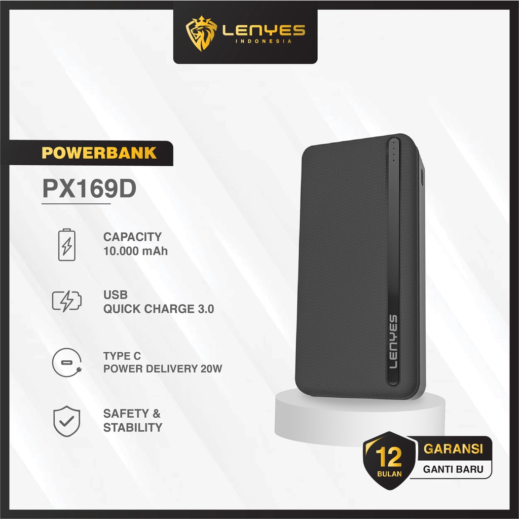 Jual LENYES PX169D 10000mAh QC3.0 + PD 20W portable powerbank fast charging display light ...