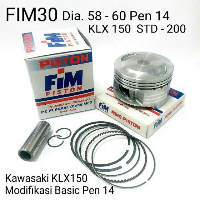 Jual Piston set FIM 30 Original 100% KLX Dtracker 150 std 50 100 150 ...