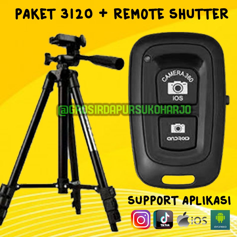 Jual TRIPOD TRIPOT BLUETOOTH REMOTE 3120 SHUTTER KAMERA MINI RINGLIGHT ...