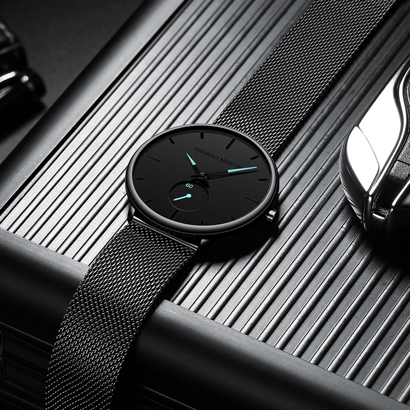 Jual HANNAH MARTIN Jam Tangan Pria Sangat tipis 100% Original korea ...